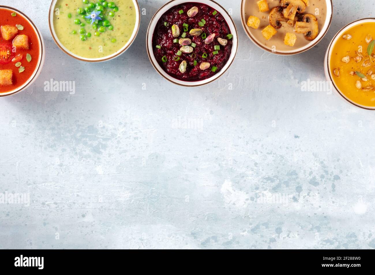 Vegan cream soup banner design with copy space Stock Photo - Alamy