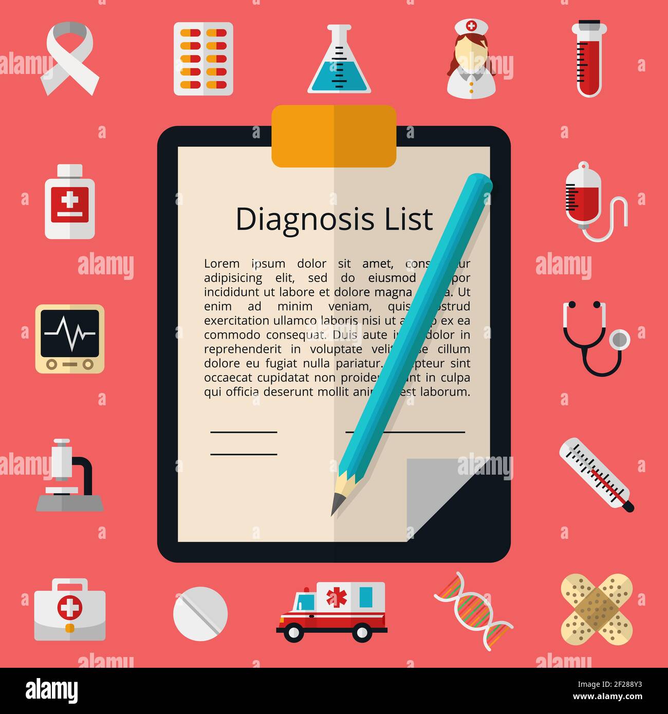 Medical template background with white sheet of paper. Report document ...