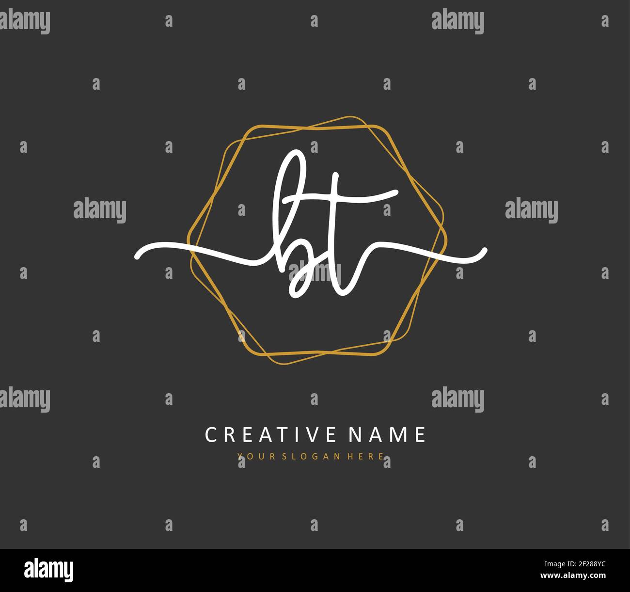 B T BT Initial letter handwriting and signature logo. A concept ...