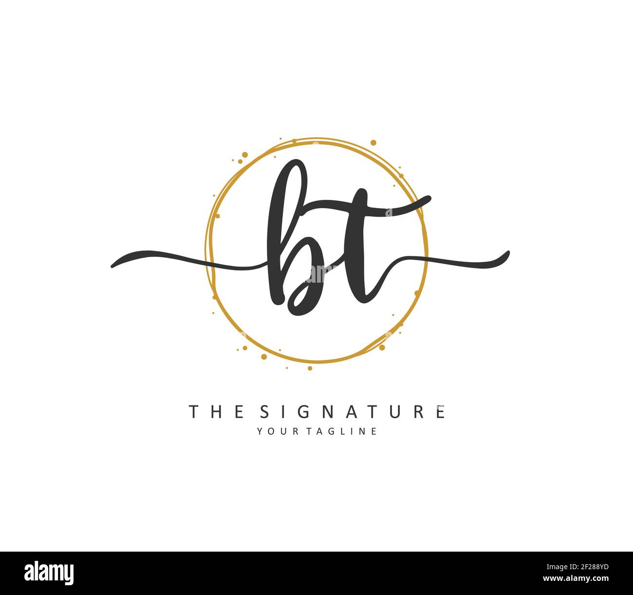 B T BT Initial letter handwriting and signature logo. A concept ...