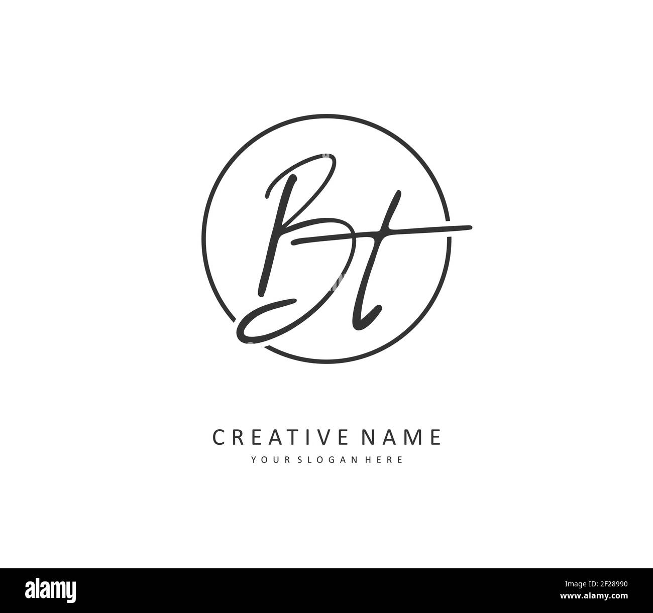 B T BT Initial letter handwriting and signature logo. A concept ...