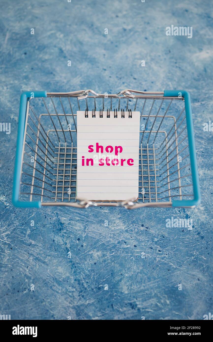 competition and retail industry conceptual image, shop in store text on ...