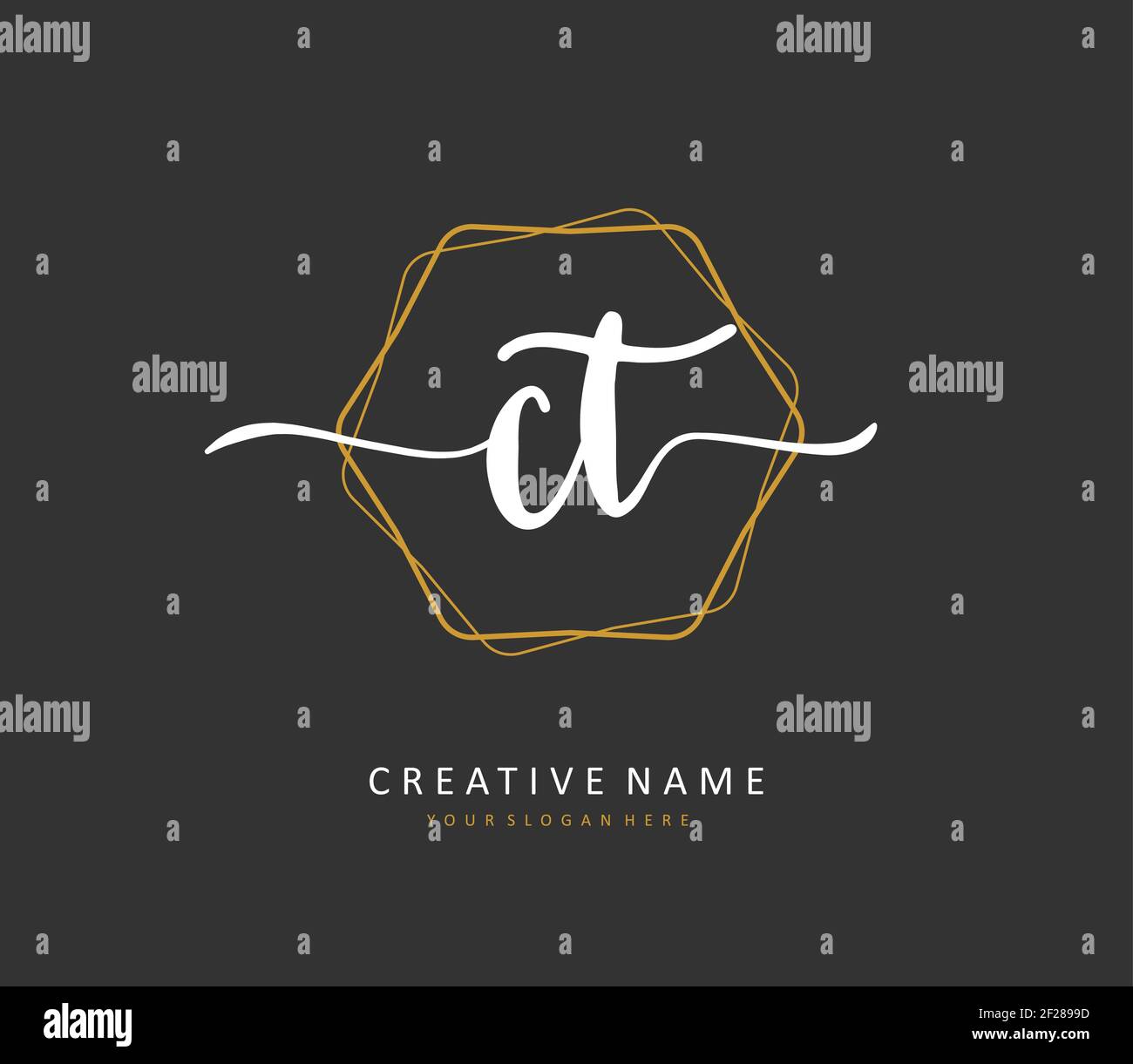 C T CT Initial letter handwriting and signature logo. A concept ...