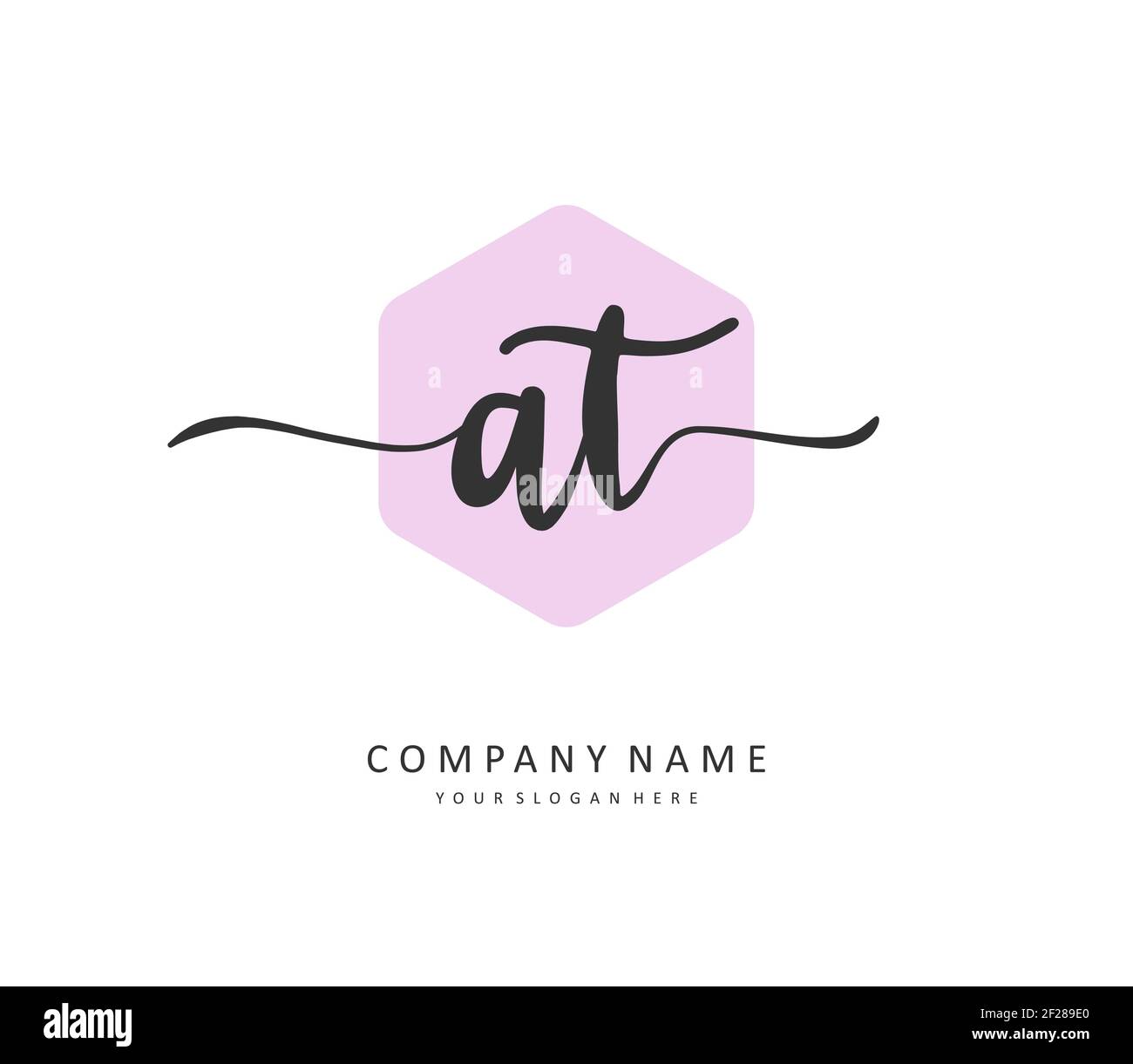 A T AT Initial letter handwriting and signature logo. A concept ...