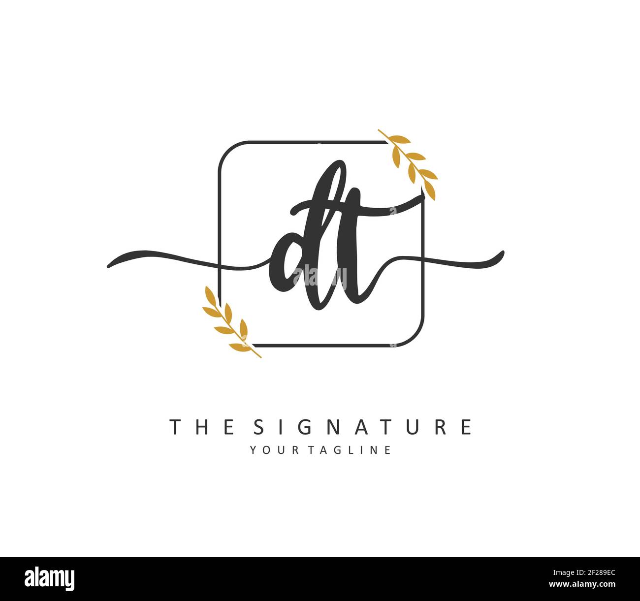 D T DT Initial letter handwriting and signature logo. A concept ...