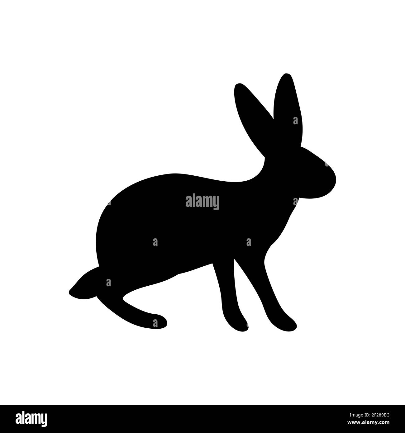 Vector illustration of a standing rabbit. Black silhouette of a hare on ...