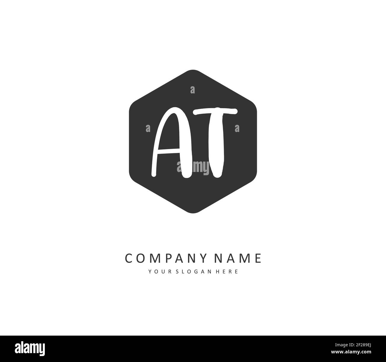 A T AT Initial letter handwriting and signature logo. A concept ...