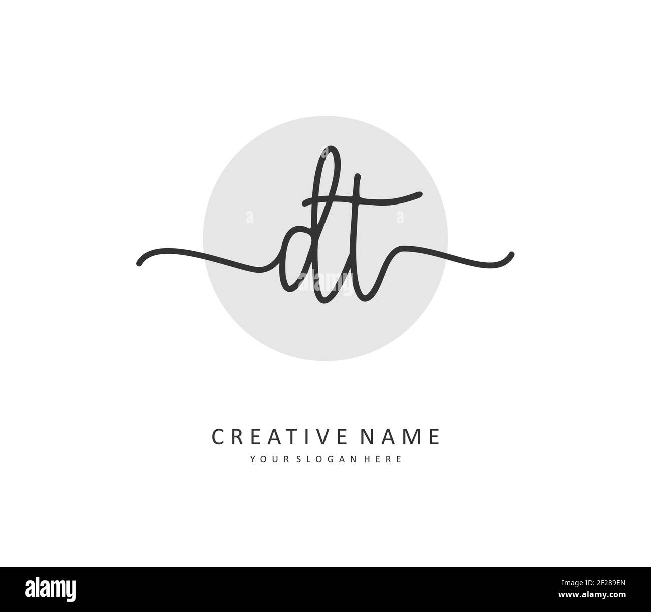 D T DT Initial letter handwriting and signature logo. A concept ...