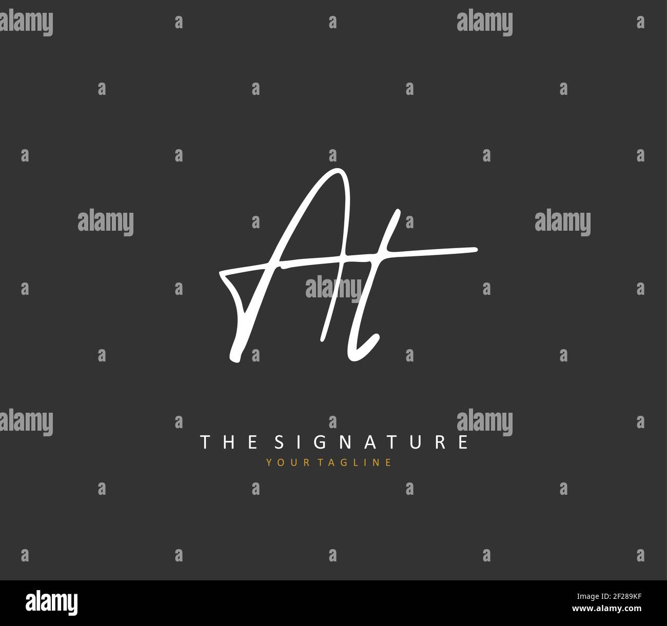 A T AT Initial letter handwriting and signature logo. A concept ...