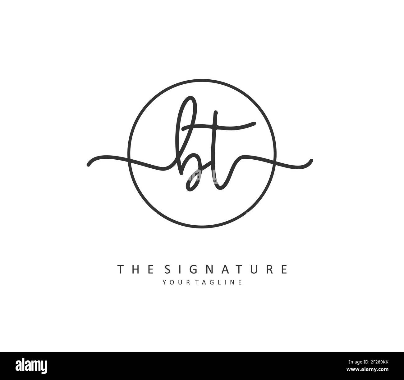 B T BT Initial letter handwriting and signature logo. A concept ...