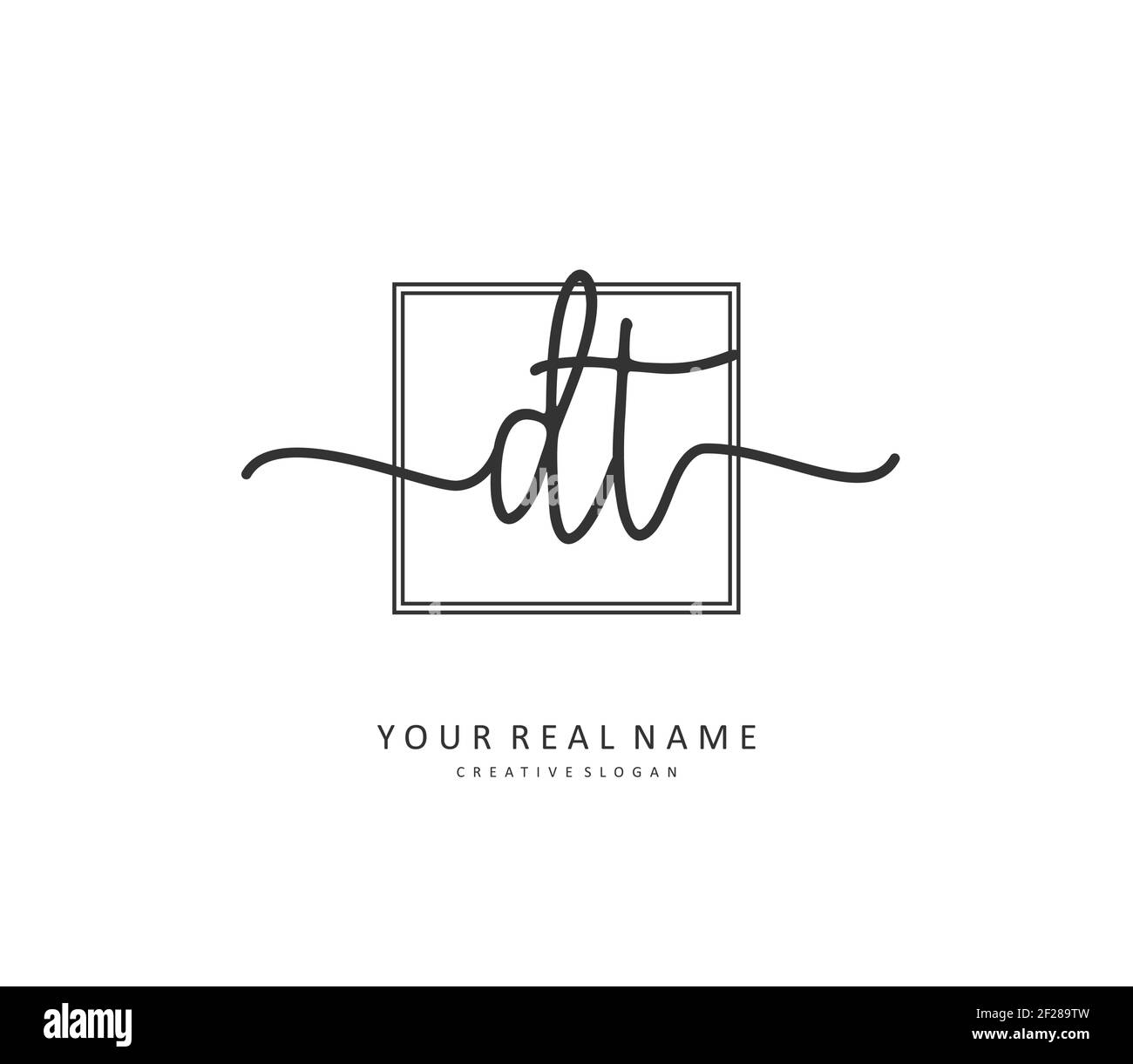 D T DT Initial letter handwriting and signature logo. A concept ...