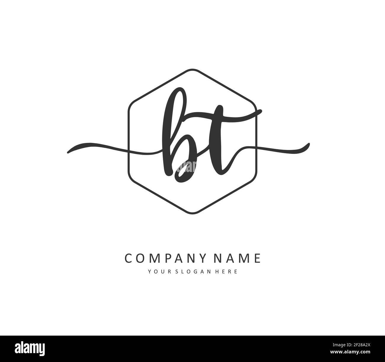 B T BT Initial letter handwriting and signature logo. A concept ...