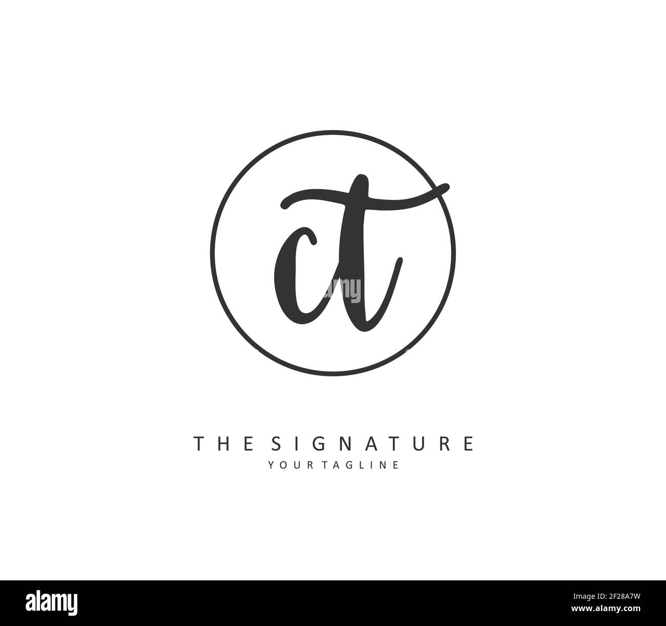 C T CT Initial letter handwriting and signature logo. A concept ...