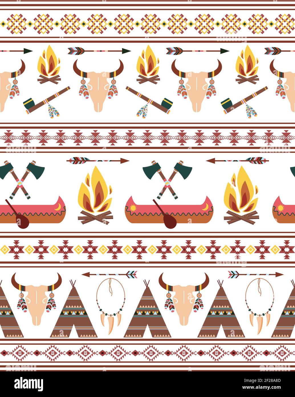 Vector Seamless Tribal Native American Indian Borders for Clothing ...