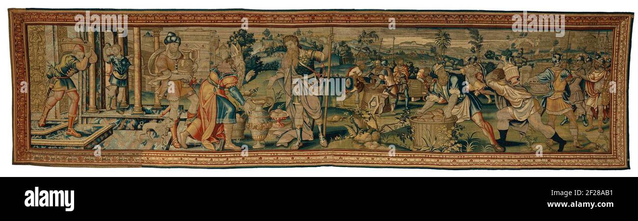Tapestry with the history of Abraham (Gen. 14). Marked with the ...