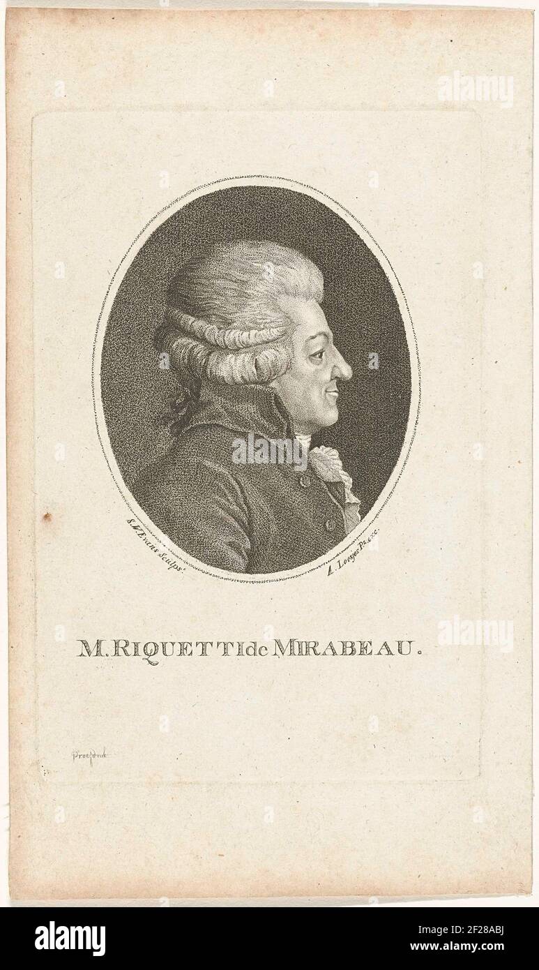 Portret van Riqueti de Mirabeau; Mr.Riquetide Mirabeau.oval Bust ...