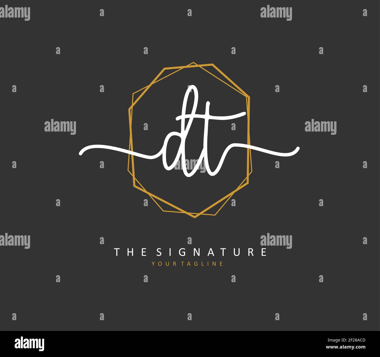 D T DT Initial letter handwriting and signature logo. A concept ...