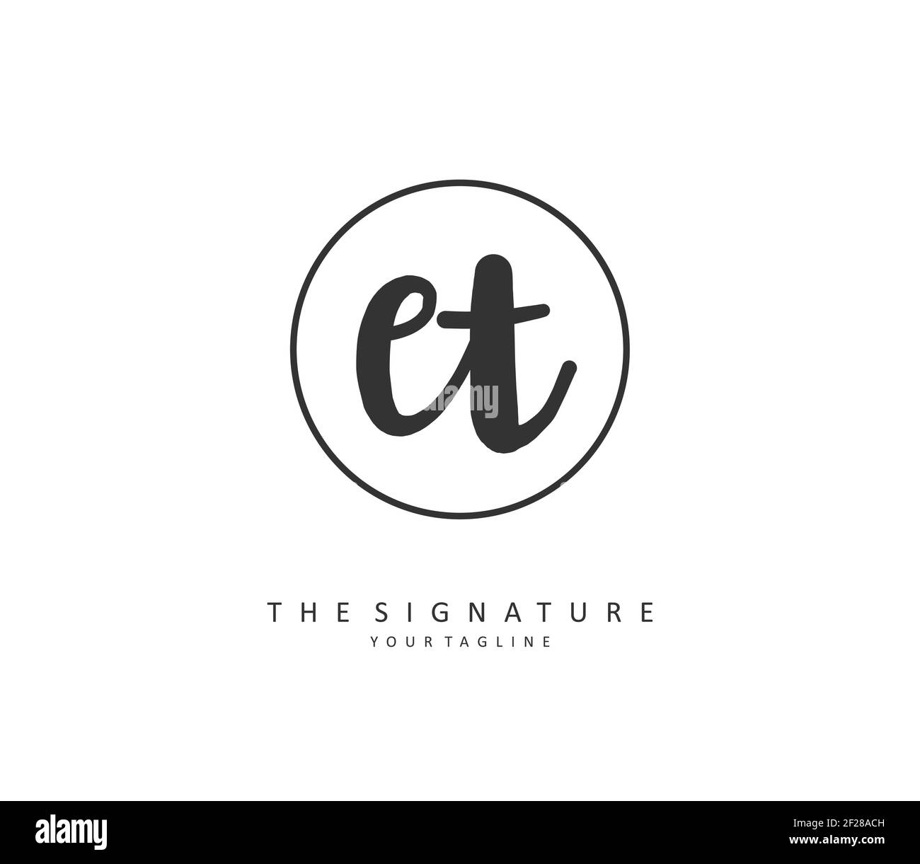 E T ET Initial letter handwriting and signature logo. A concept ...