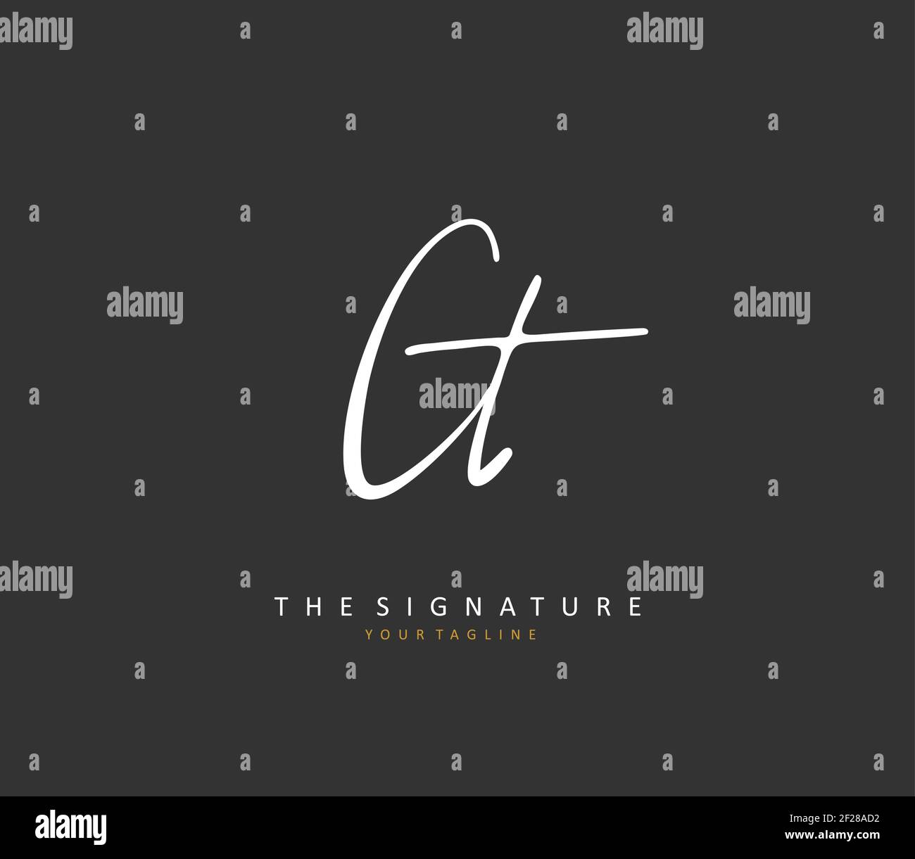 C T CT Initial letter handwriting and signature logo. A concept ...