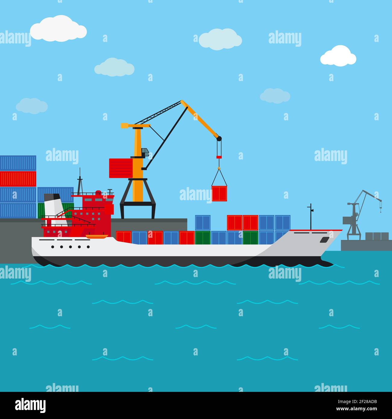 Cargo ship. Freight shipping by water. Transport and container ...