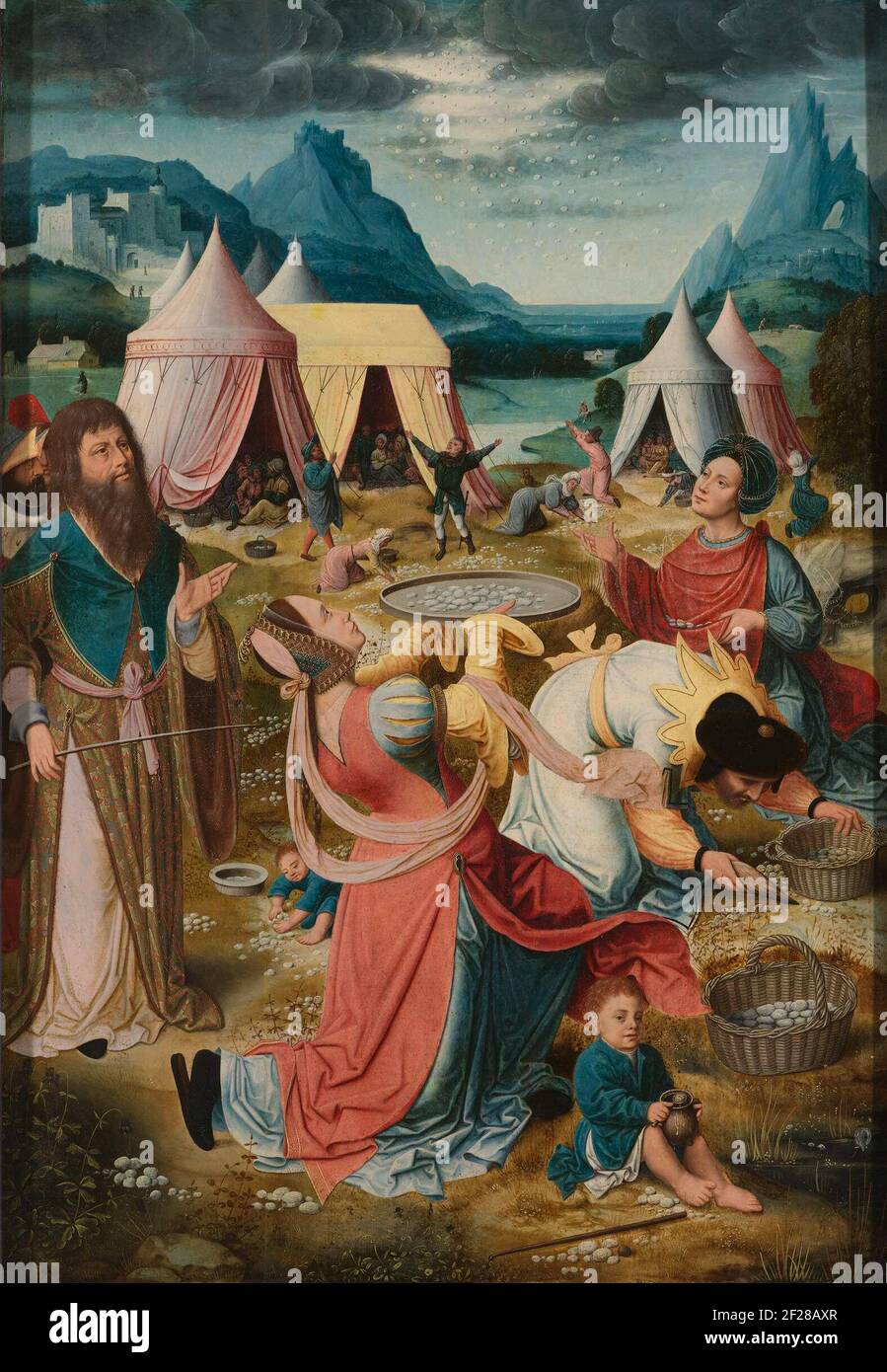 Gathering of Manna (inner, right wing of a triptych); Ecclesia (on the ...