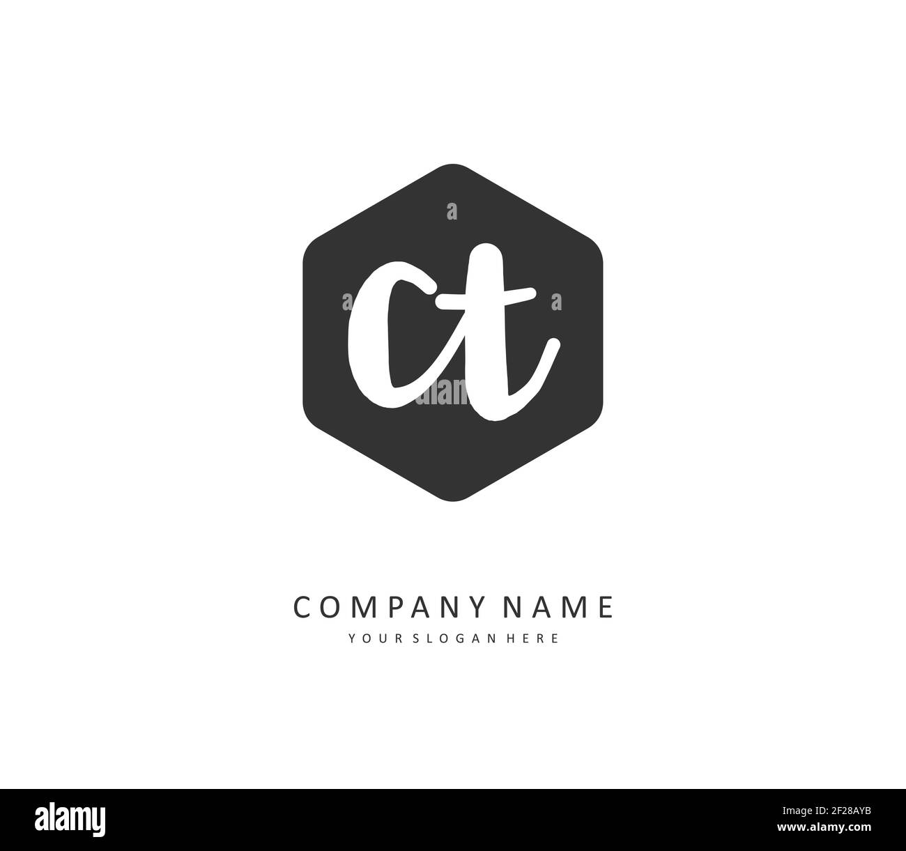C T CT Initial letter handwriting and signature logo. A concept ...