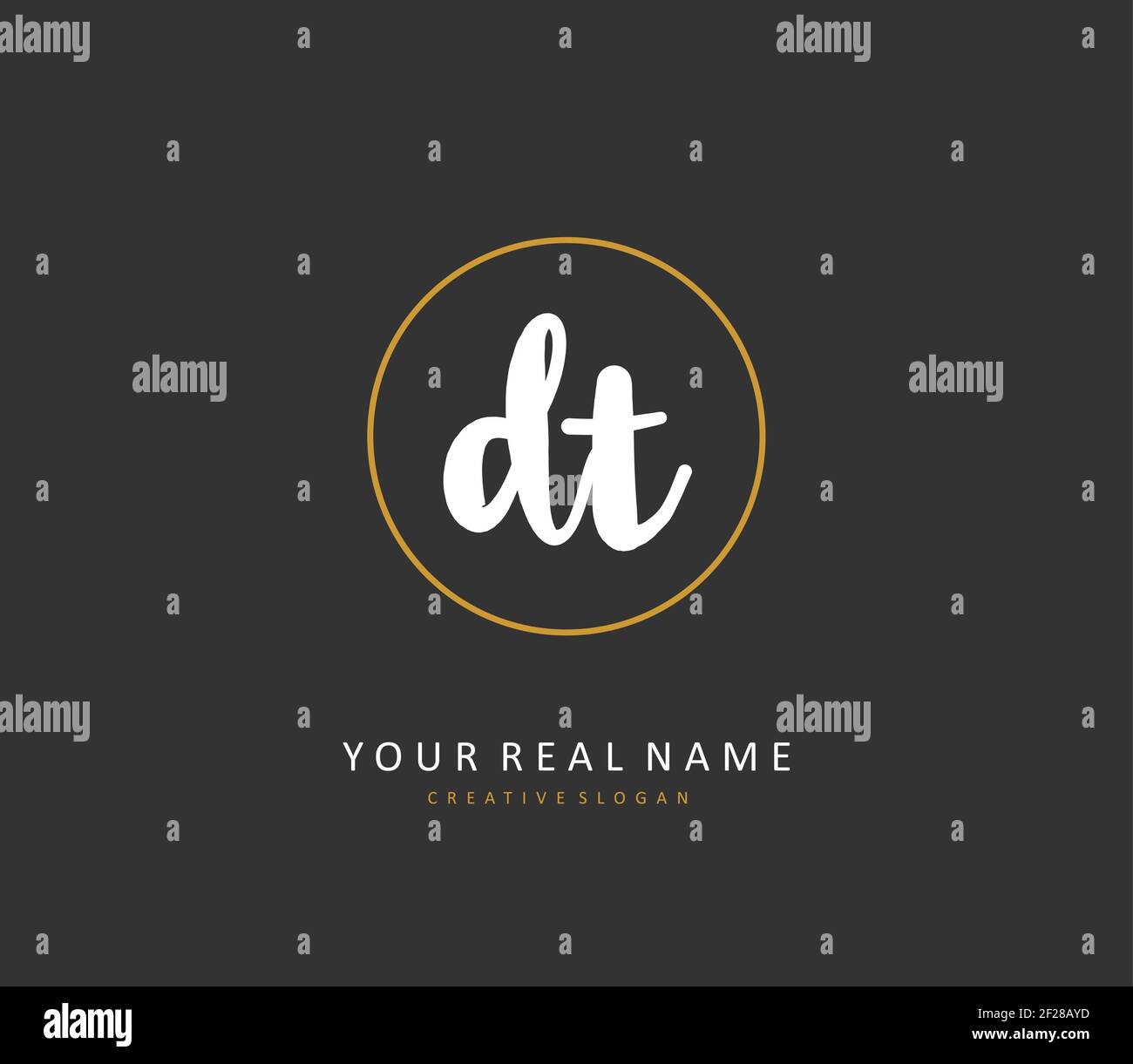 D T DT Initial letter handwriting and signature logo. A concept ...