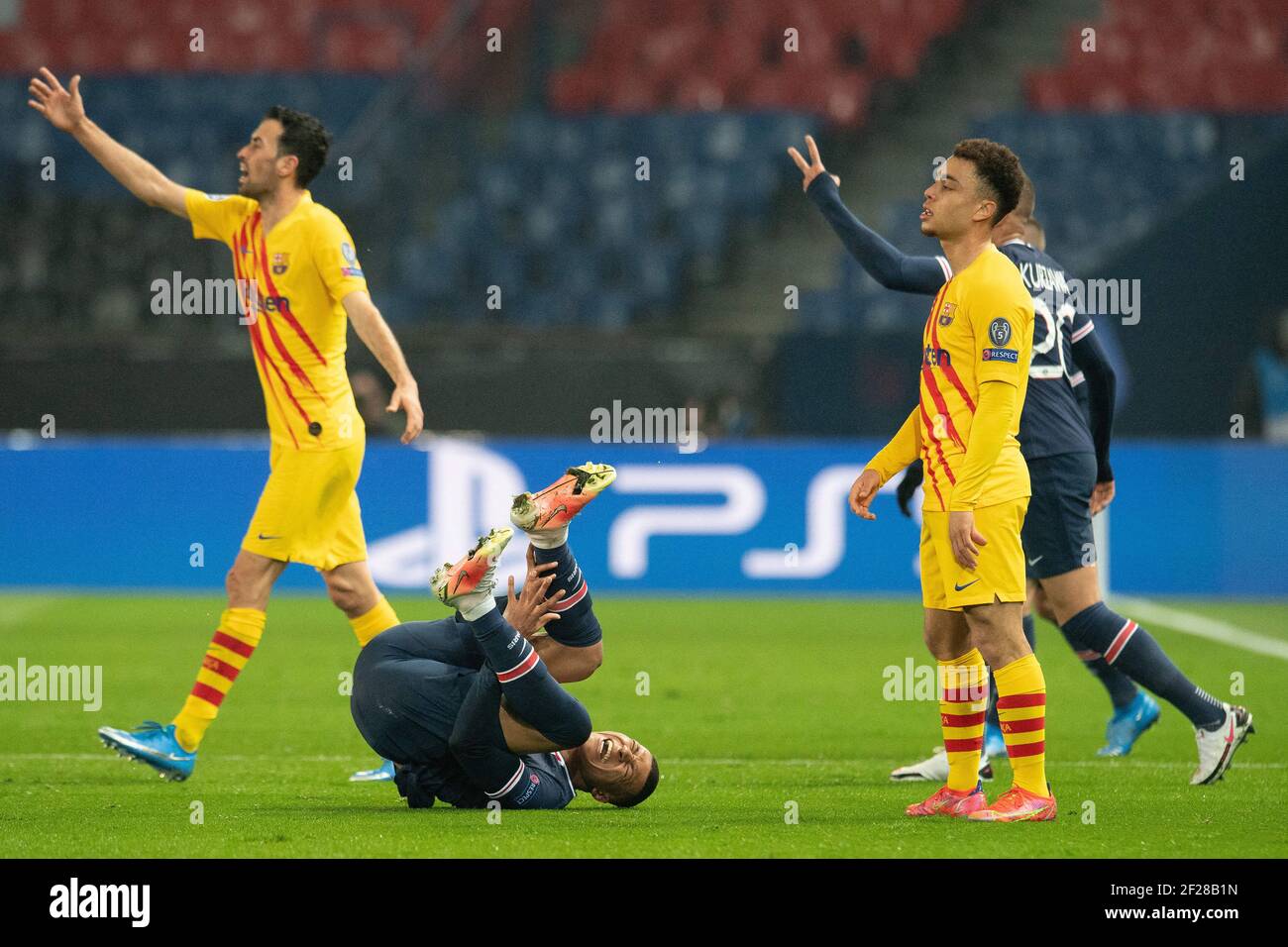 Kylian Mbappe of Paris Saint-Germain in action during the UEFA ...