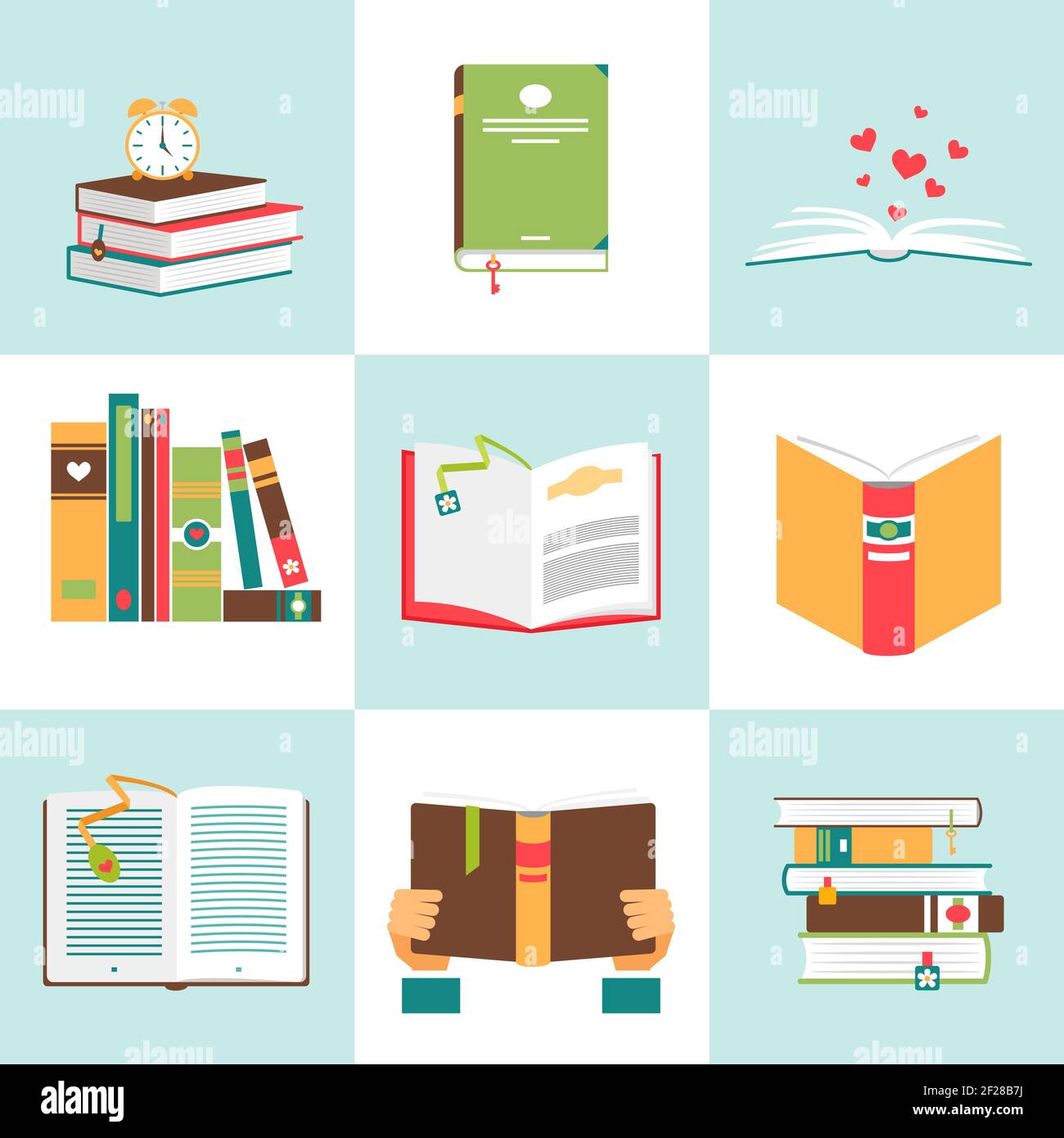 Set of books in flat design. Literature and library, education and ...