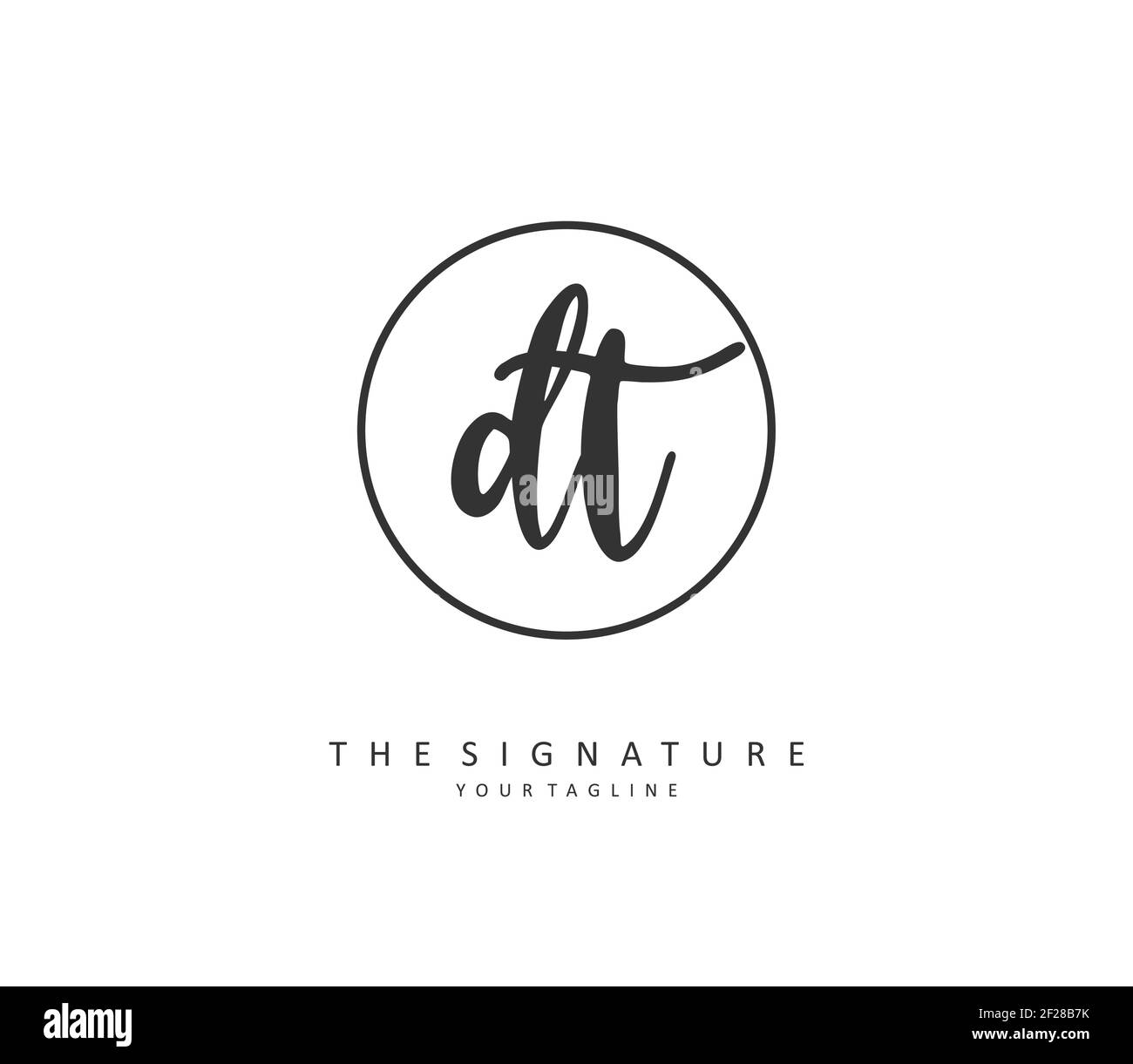 D T DT Initial letter handwriting and signature logo. A concept ...