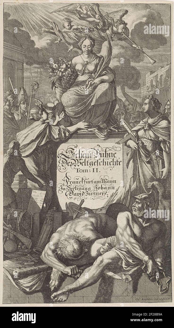 The personification abundance, crowned by an angel with a laurel wreath ...