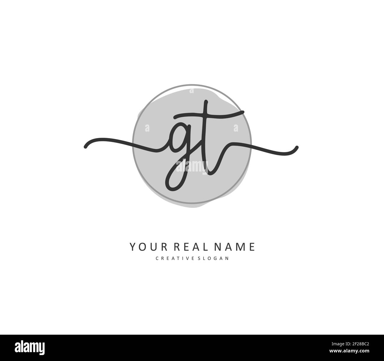 G T GT Initial letter handwriting and signature logo. A concept ...