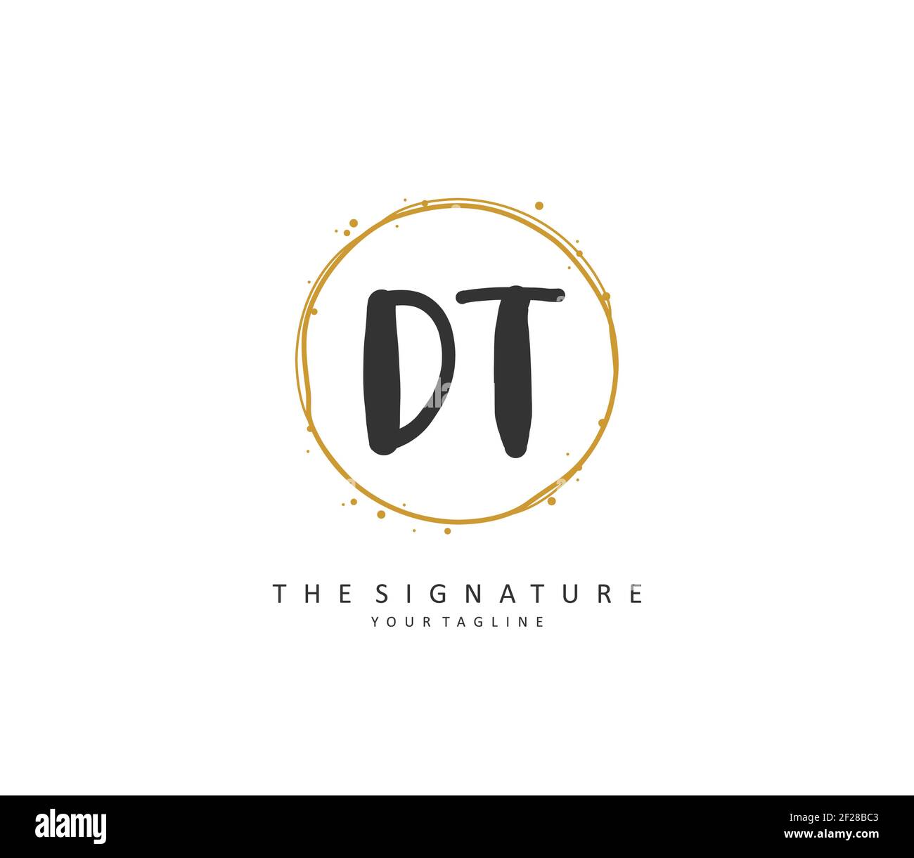 D T DT Initial letter handwriting and signature logo. A concept ...