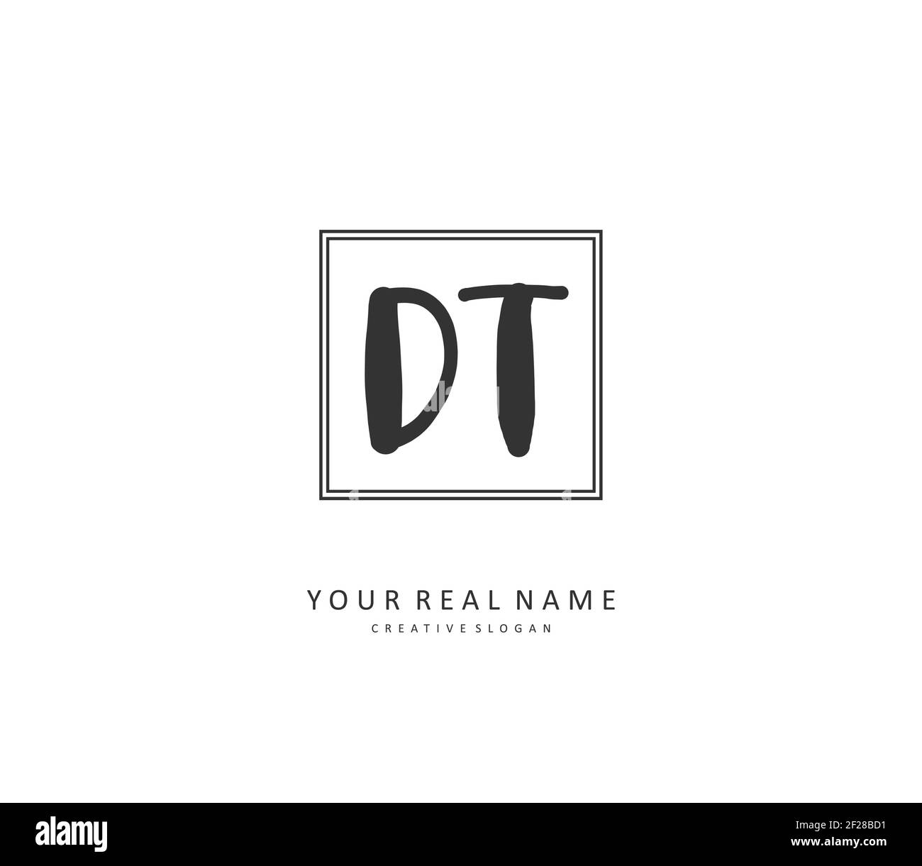 D T DT Initial letter handwriting and signature logo. A concept ...