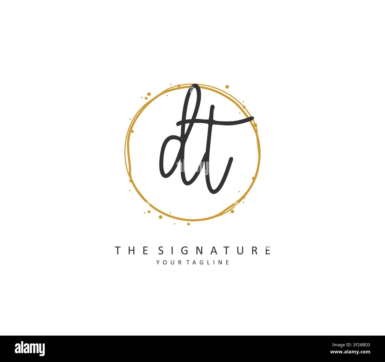 D T DT Initial letter handwriting and signature logo. A concept ...