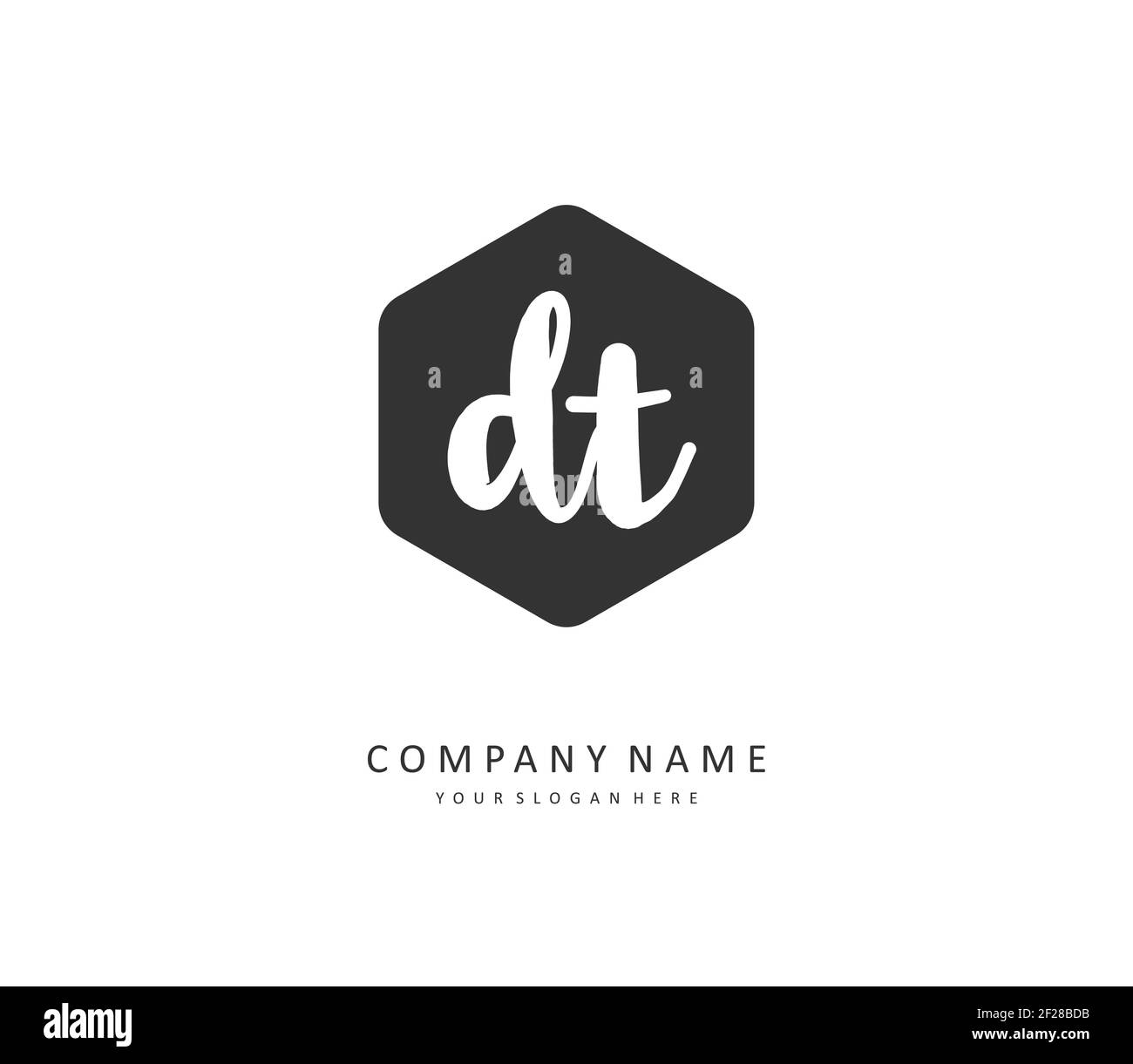 D T DT Initial letter handwriting and signature logo. A concept ...