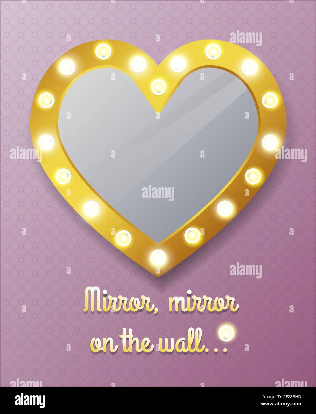 Mirror in shape of heart on wall. Reflection and frame, vector ...