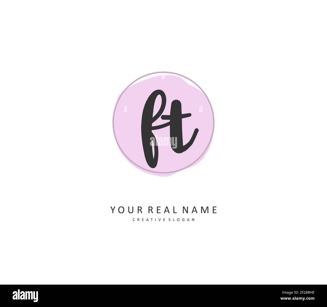 F T FT Initial letter handwriting and signature logo. A concept ...