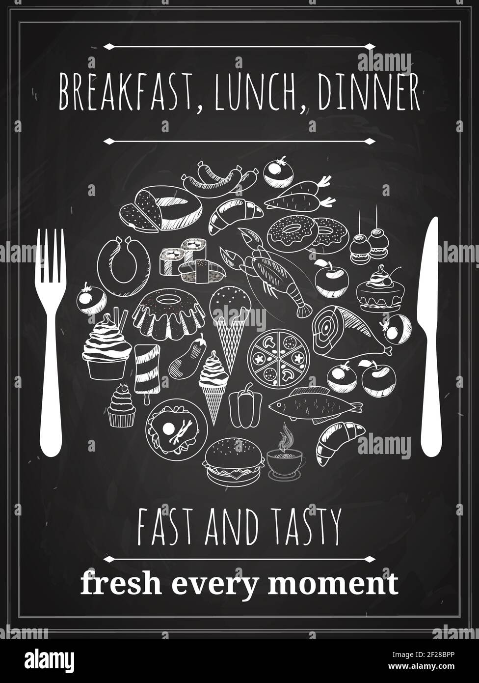 Vector Vintage Breakfast, Lunch or Dinner Poster Background Stock ...