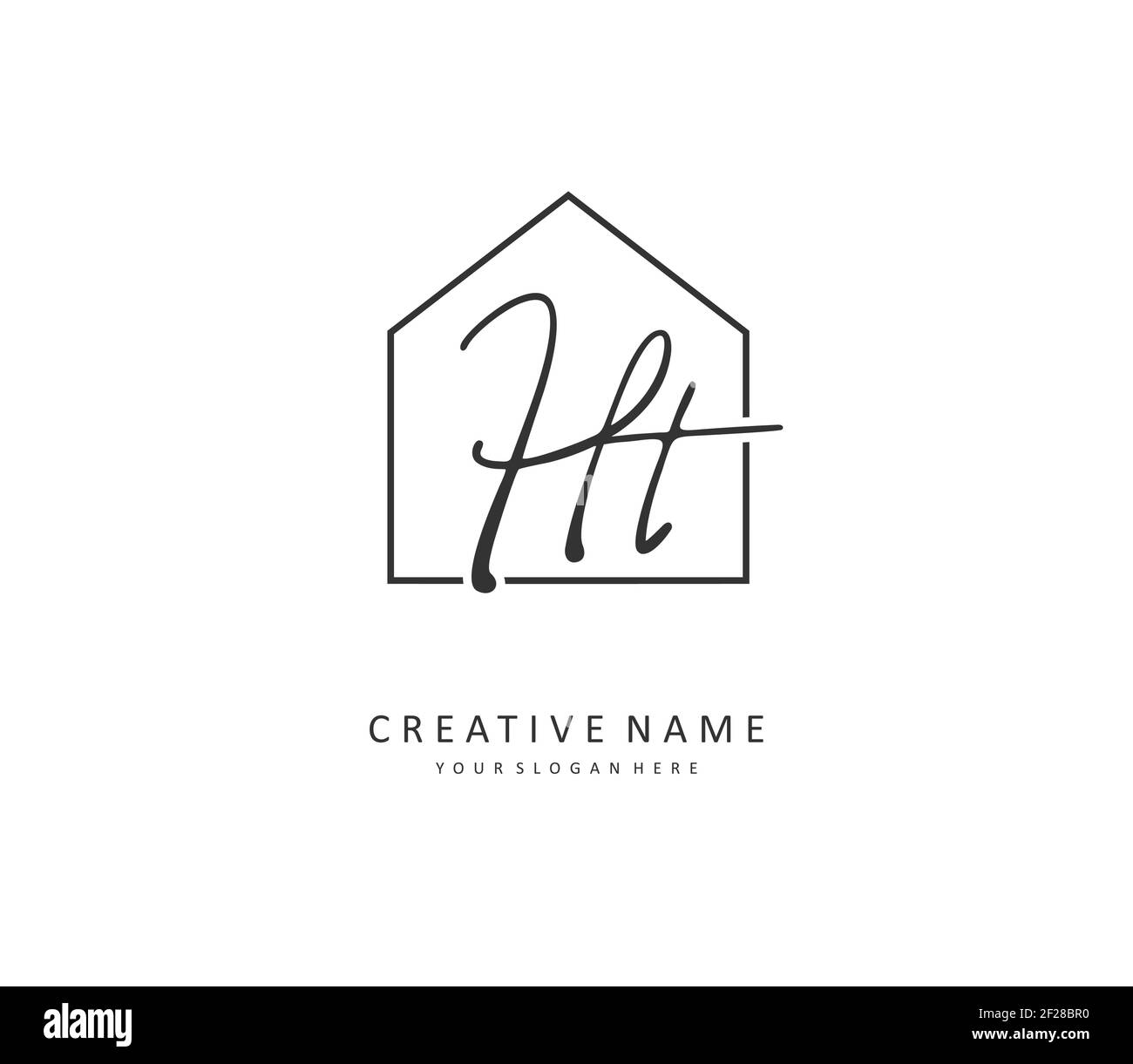 H T HT Initial letter handwriting and signature logo. A concept ...