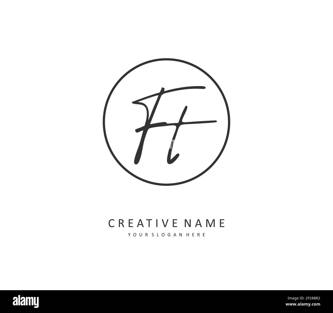 F T FT Initial letter handwriting and signature logo. A concept ...