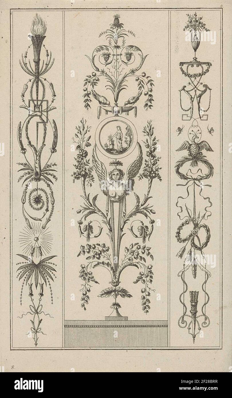 Arabesque with medallion and winged woman; Designs of Arabesken; 1er ...