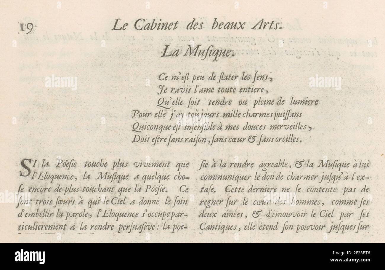 Text sheet with statement of the print over music, p. 19; La musique ...