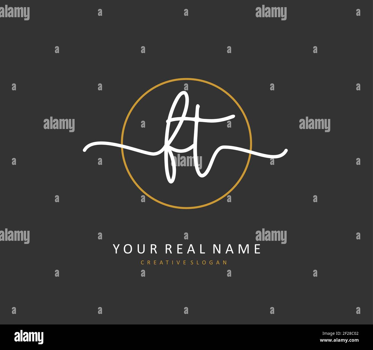 F T FT Initial letter handwriting and signature logo. A concept ...