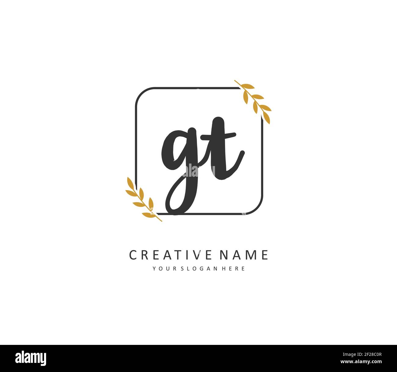 G T GT Initial letter handwriting and signature logo. A concept ...