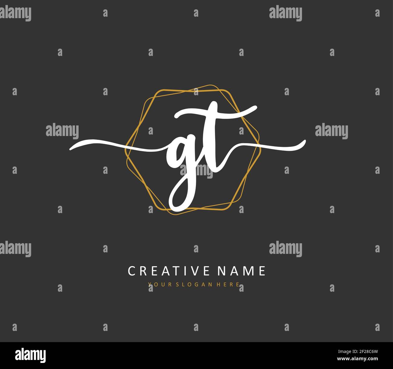 G T GT Initial letter handwriting and signature logo. A concept ...