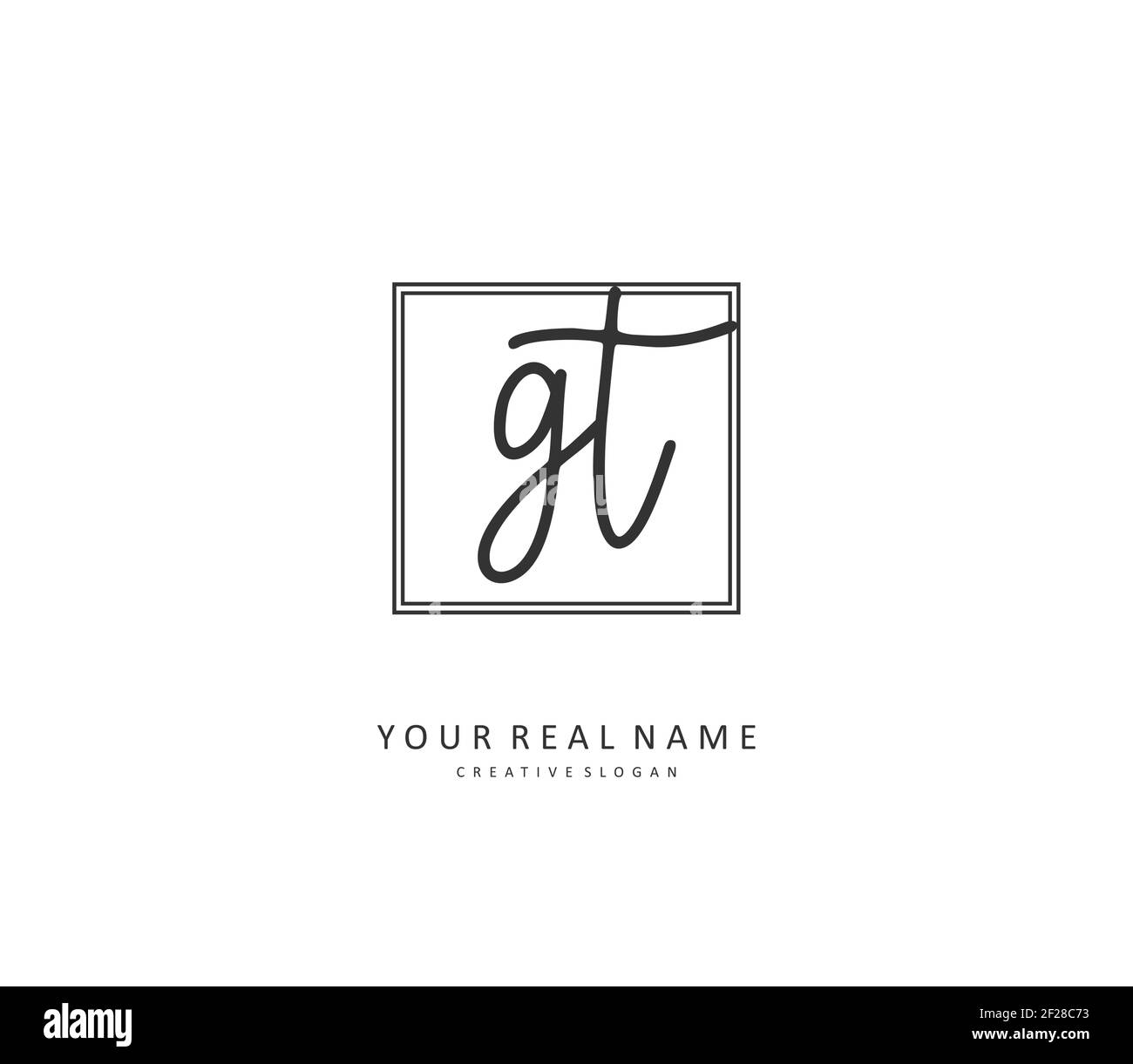 G T GT Initial letter handwriting and signature logo. A concept ...