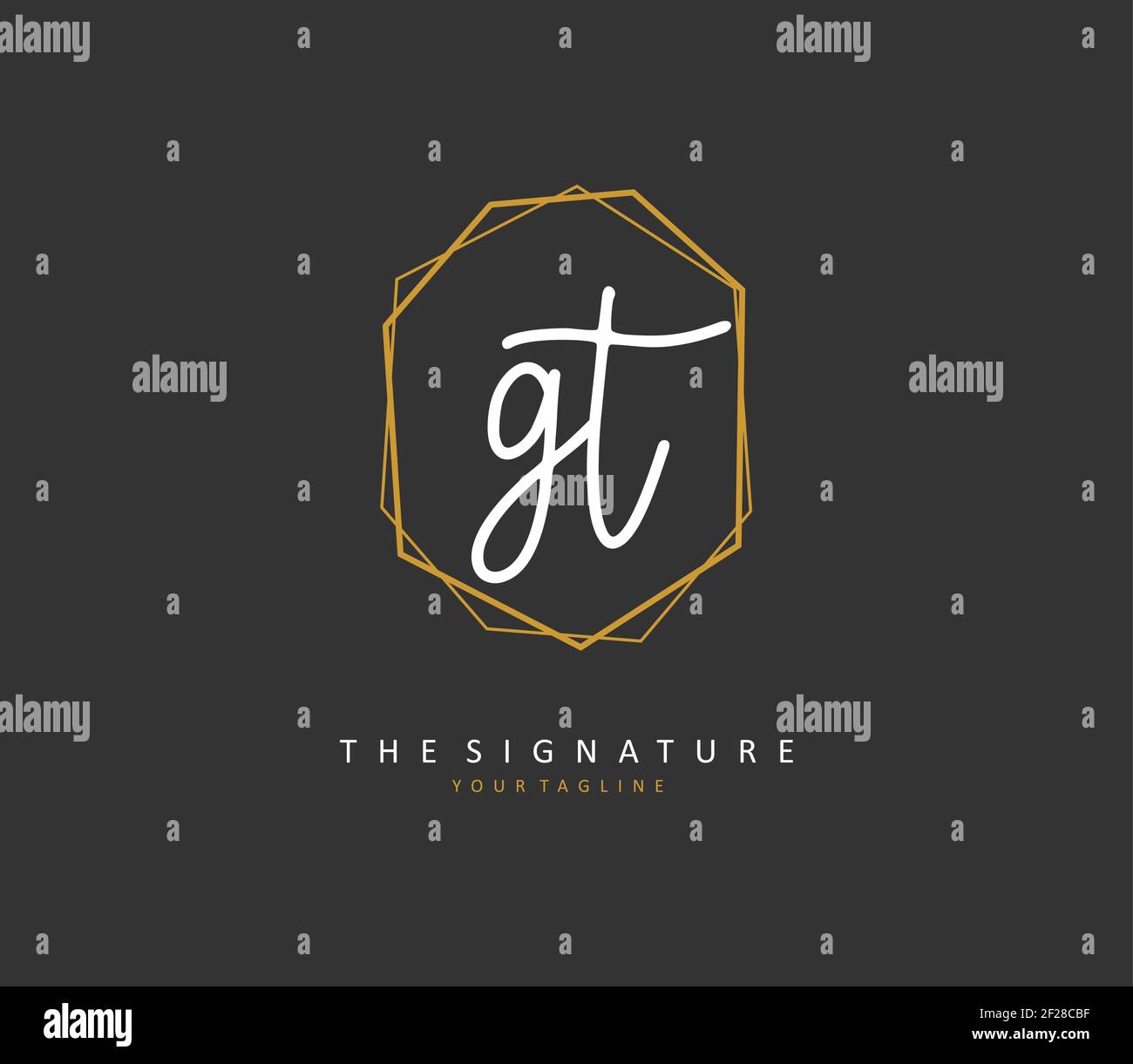 G T GT Initial letter handwriting and signature logo. A concept ...