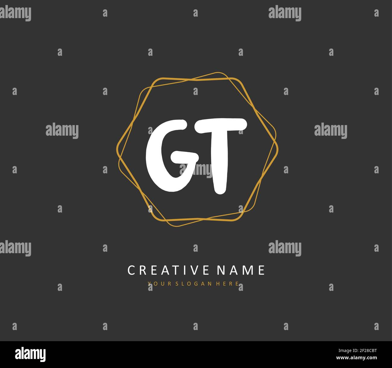 G T GT Initial letter handwriting and signature logo. A concept ...