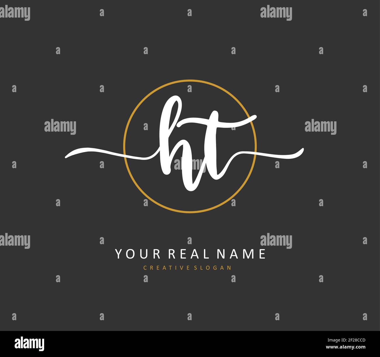 H T HT Initial letter handwriting and signature logo. A concept ...